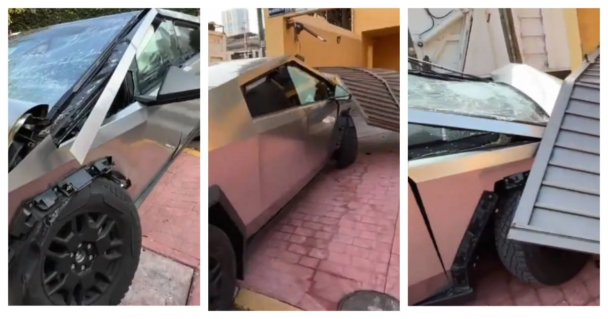 FOTO: Cybertruck de 2.1 mdp que chocó en casa de CDMX es de cantante ...